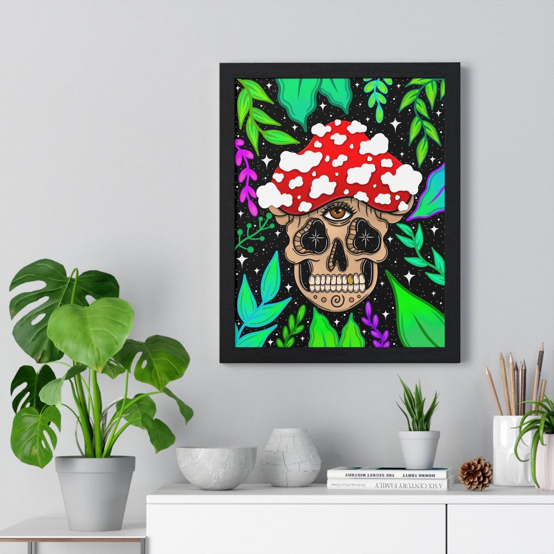 Mushroom Forest Skully Poster Print - Etsy