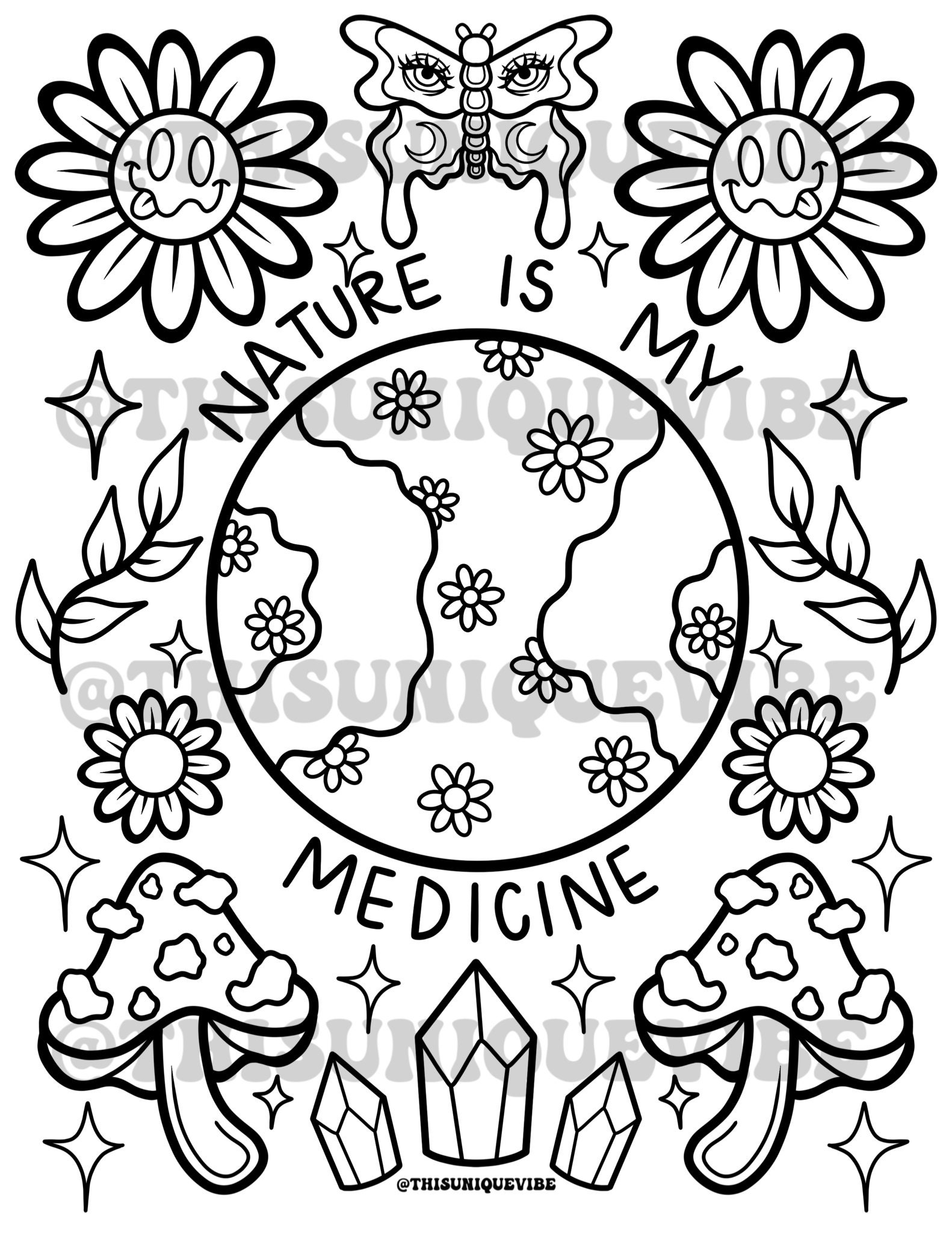 Nature is My Medicine Coloring Page (printable) - Etsy