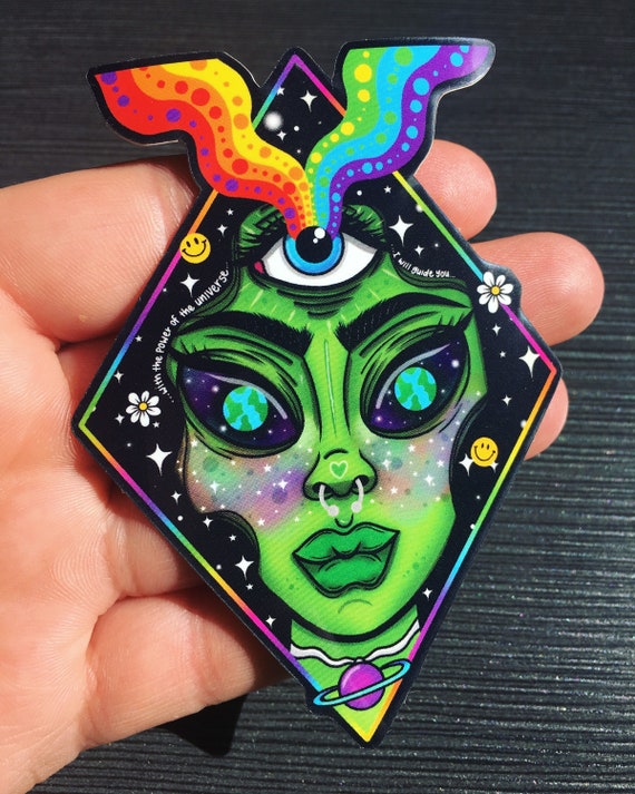 Alien Babe Sticker Hippie Vinyl Sticker Trippy Alien - Etsy