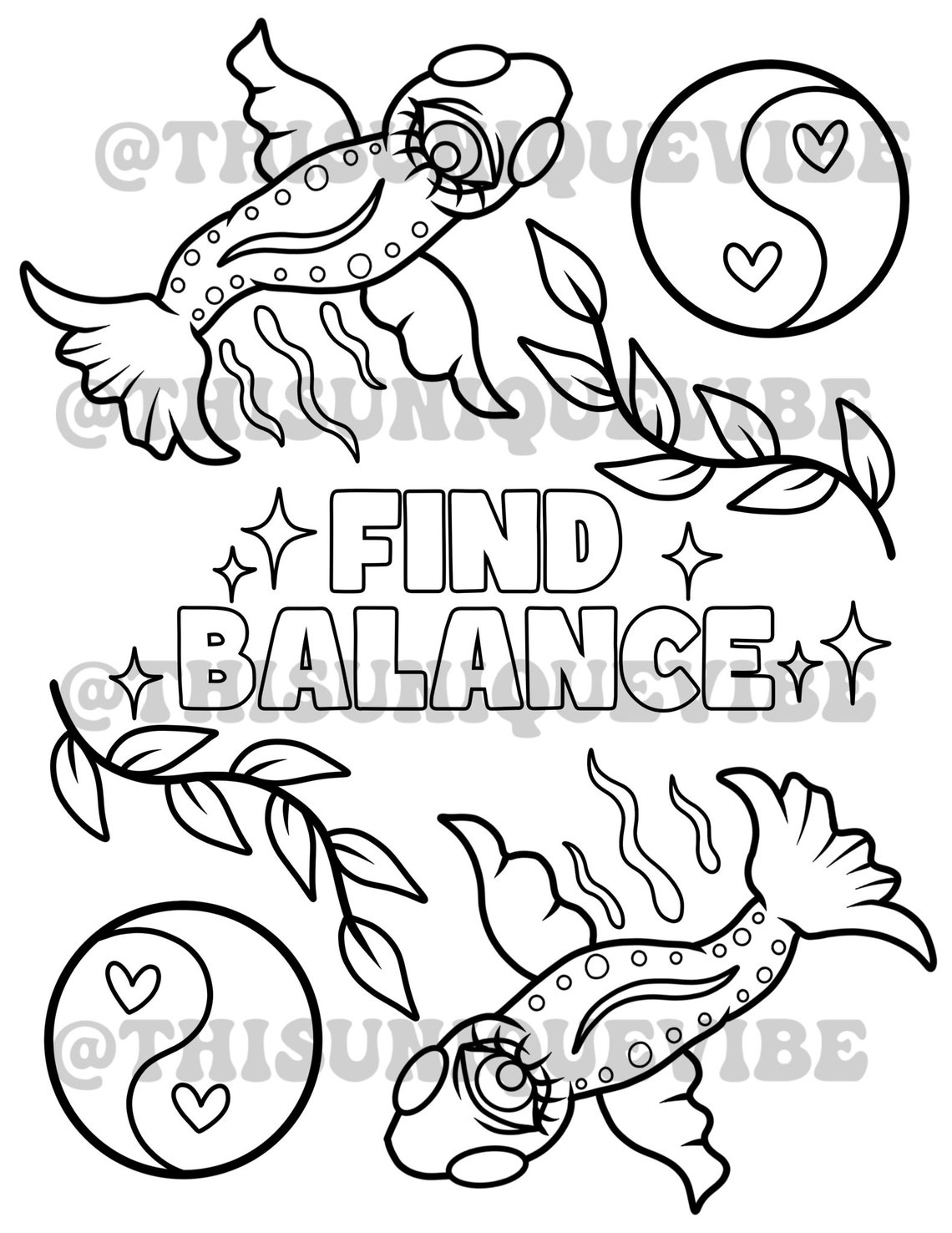 Find Balance Fishies Coloring Page (printable) - Etsy