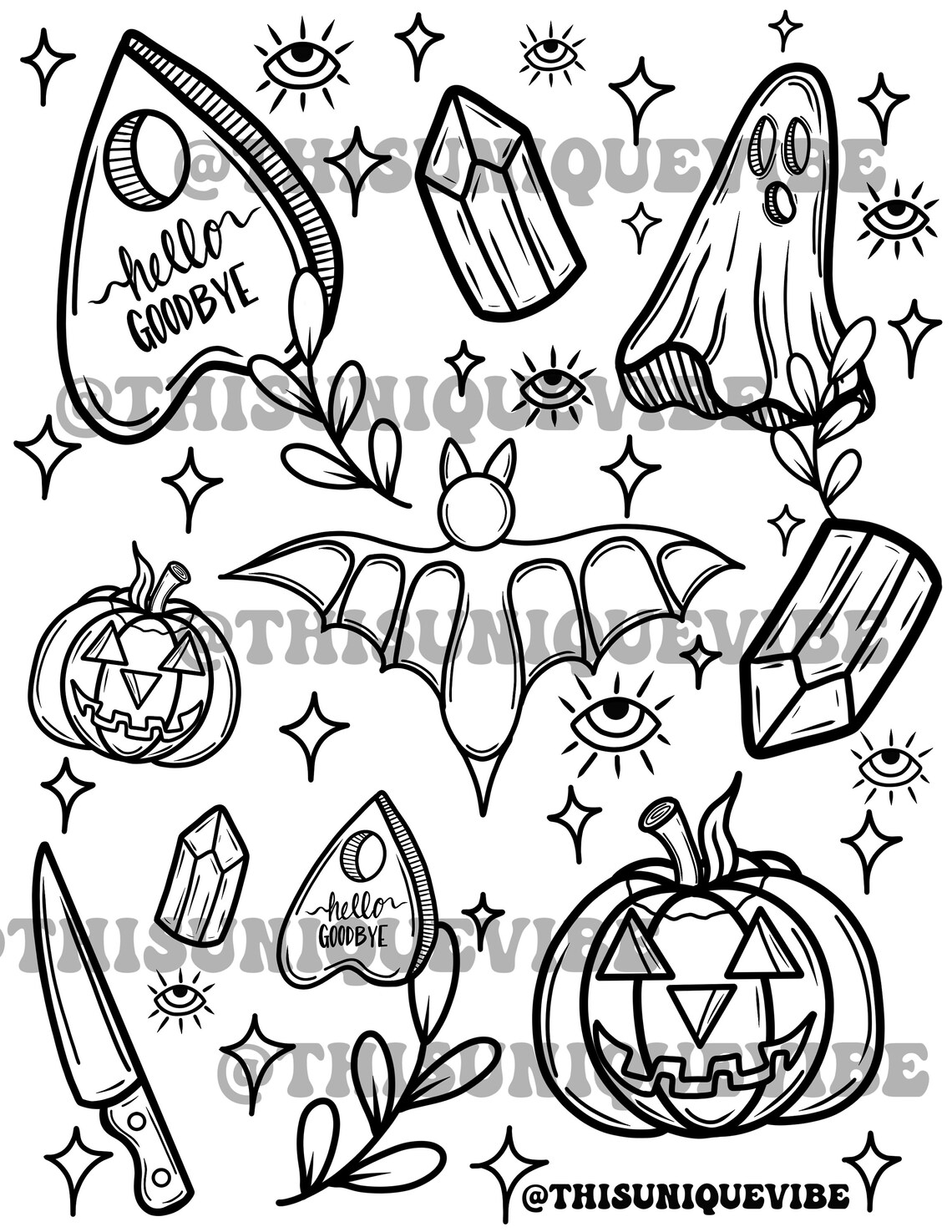 Spooky Coloring Page printable Adult Coloring Page Coloring - Etsy