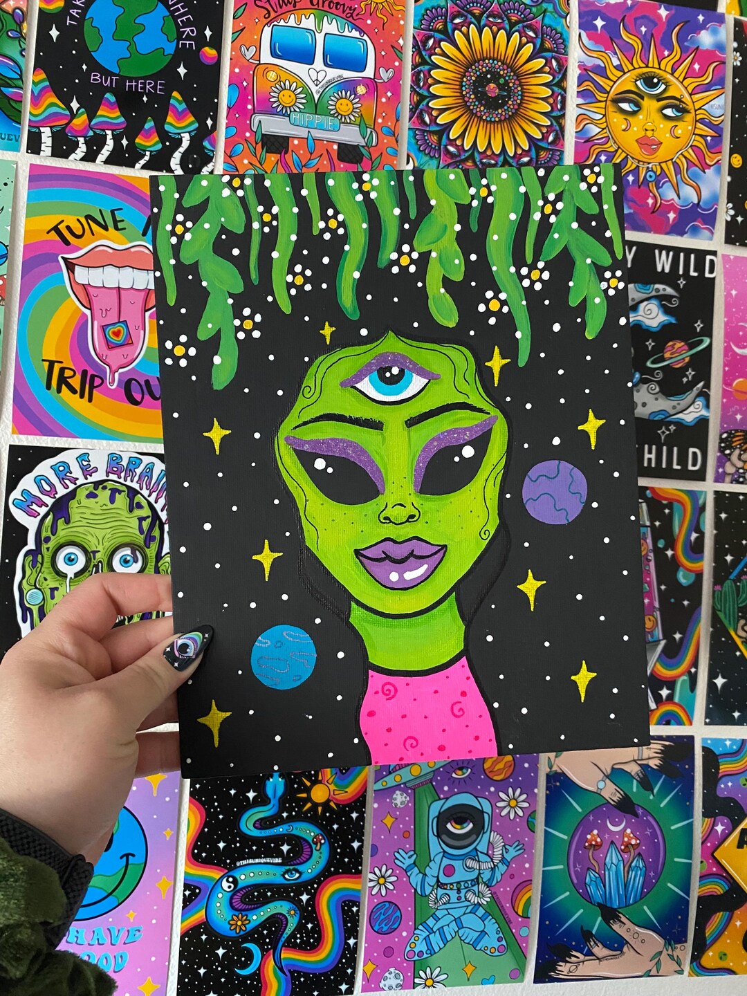 Earthy Alien Babe Painting, Alien Painting, Alien Art, Hippie Painting ...