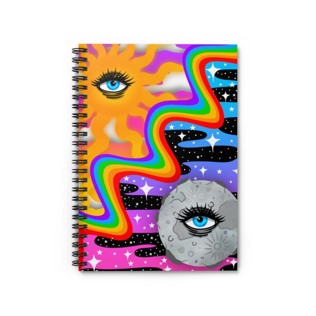 Sun and Moon Spiral Notebook, Trippy Notebook, Trippy Stationery ...