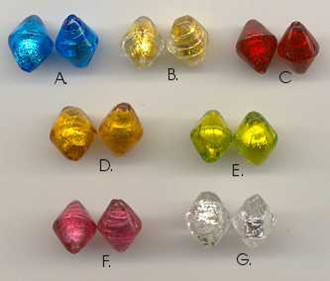 Murano Glass Dopio Cono, Double Cones, Venetian Beads, 15mm, With Gold ...