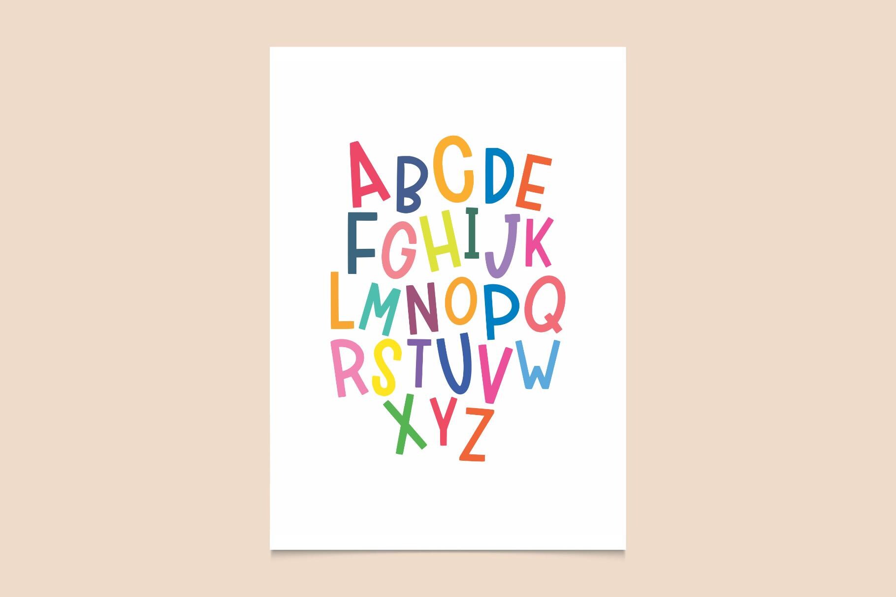 Colorful Alphabet Poster, Educational Wall Art Printable, Homeschool ...