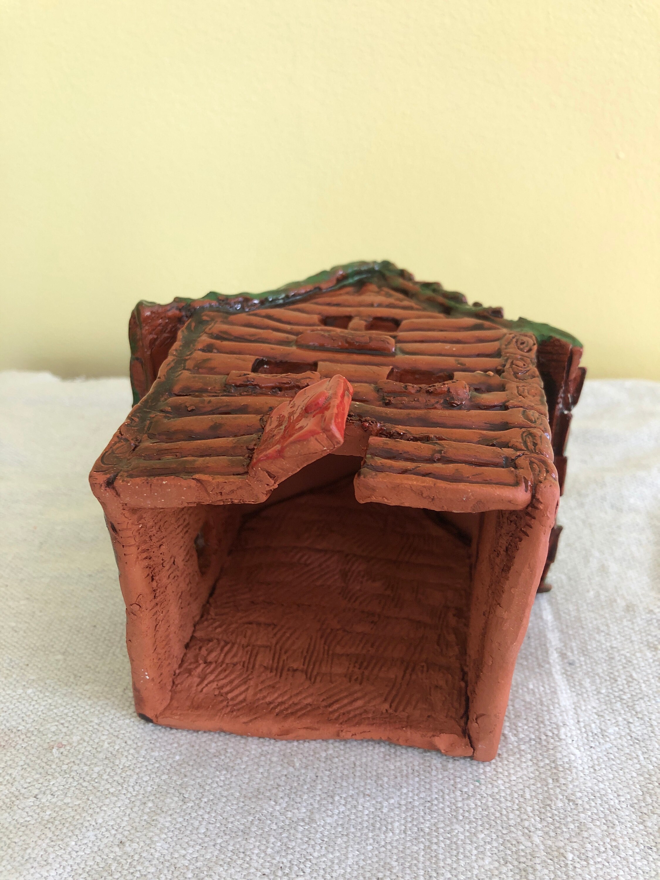 Small Ceramic Log Cabin With a Tiny Red Door - Etsy