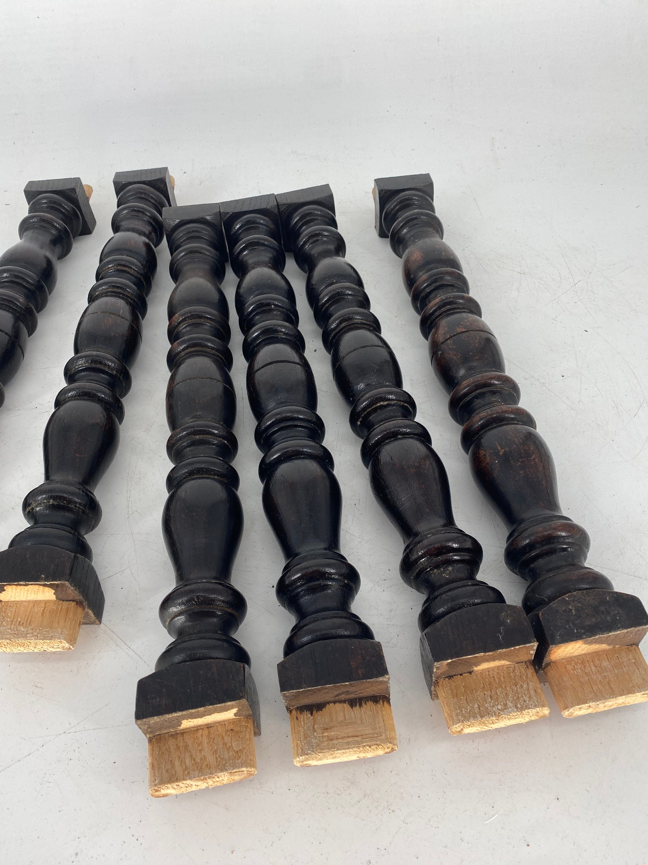 6 Vintage Oak Pillars - Wood Spindle - Etsy