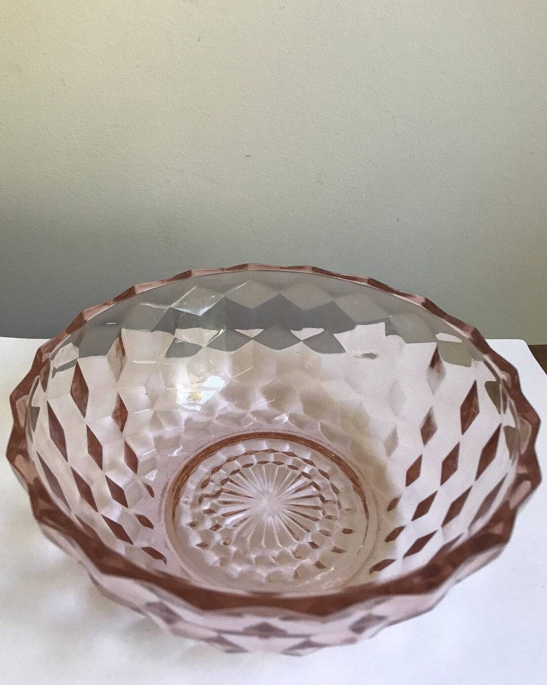 Vintage Pink Depression Multi Faceted Glass Candy Appetizer Bowl ...