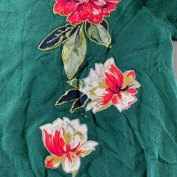 Vintage 1990s Flowers and Puff Paint Sweatshirt size … - Gem