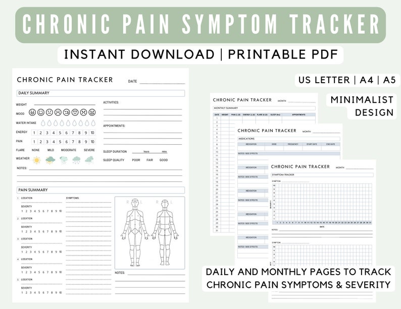 Chronic Pain Symptom Tracker Chronic Illness Journal - Etsy Canada