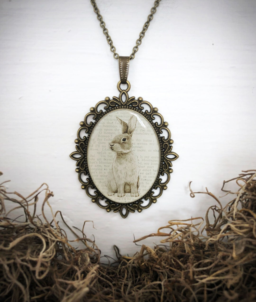 Rabbit Necklace, Original Art Bunny Pendant, Rabbit Lover Gift ...