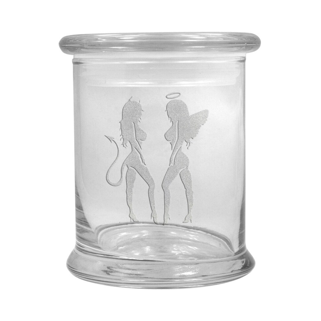 Angel and Devil Stash Jar 12oz Glass Herb Nug CBD Container - Etsy