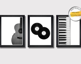 Set of 4 Music Prints,guitar Prints,vinyl Record Prints,guitar Poster ...