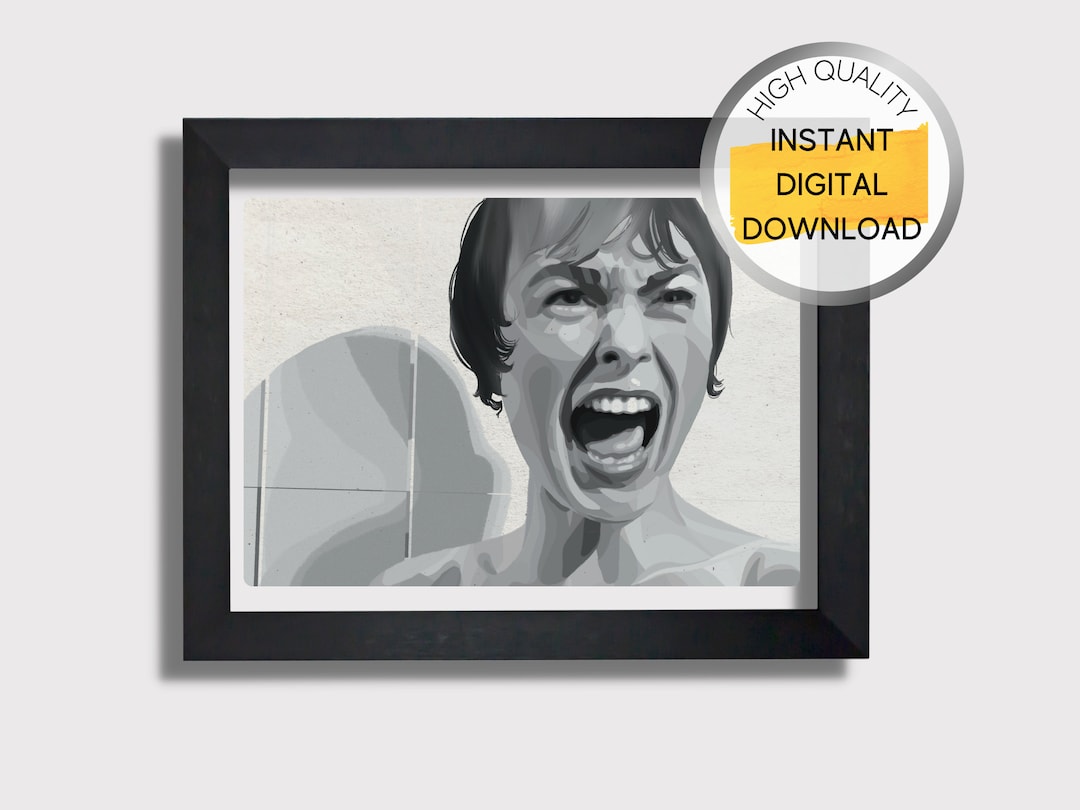 Psycho Movie Shower Scene Collectible Art, Wall Decor Print, Printable ...