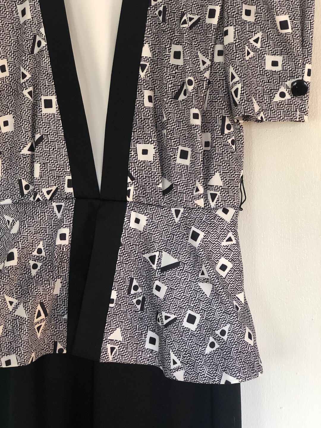 1980s Edgy Black and White Secretary Dress With Peplum - Etsy