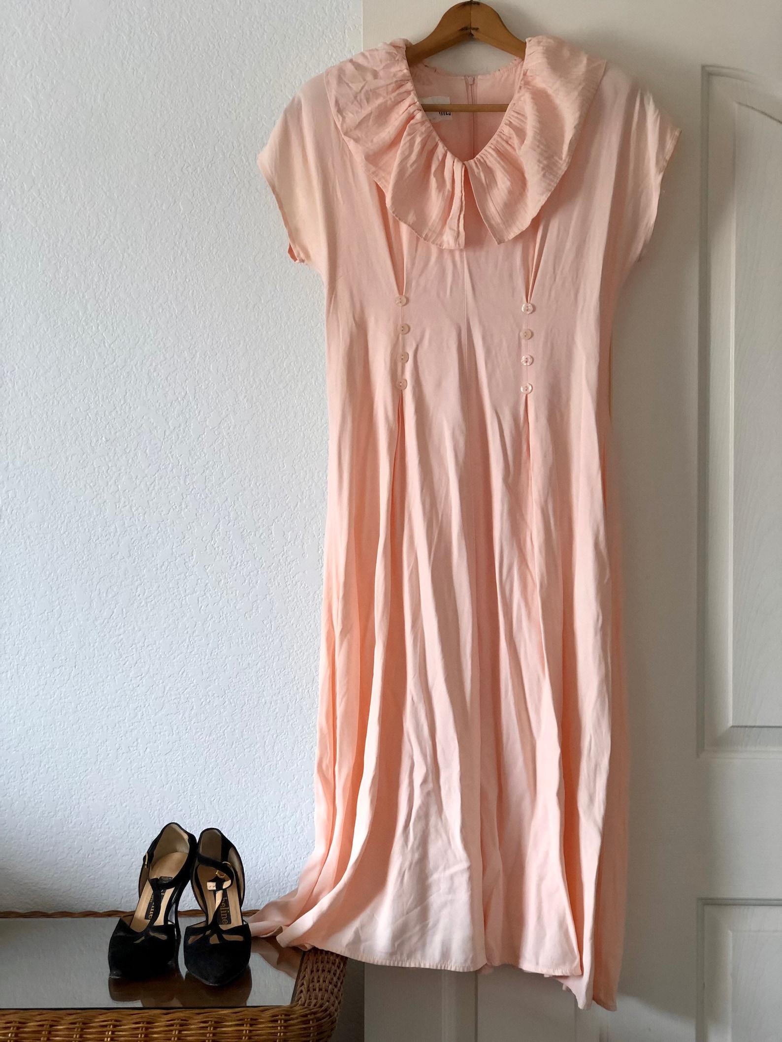 Vintage Blush Pink Dress With Ruffle Collar - Etsy