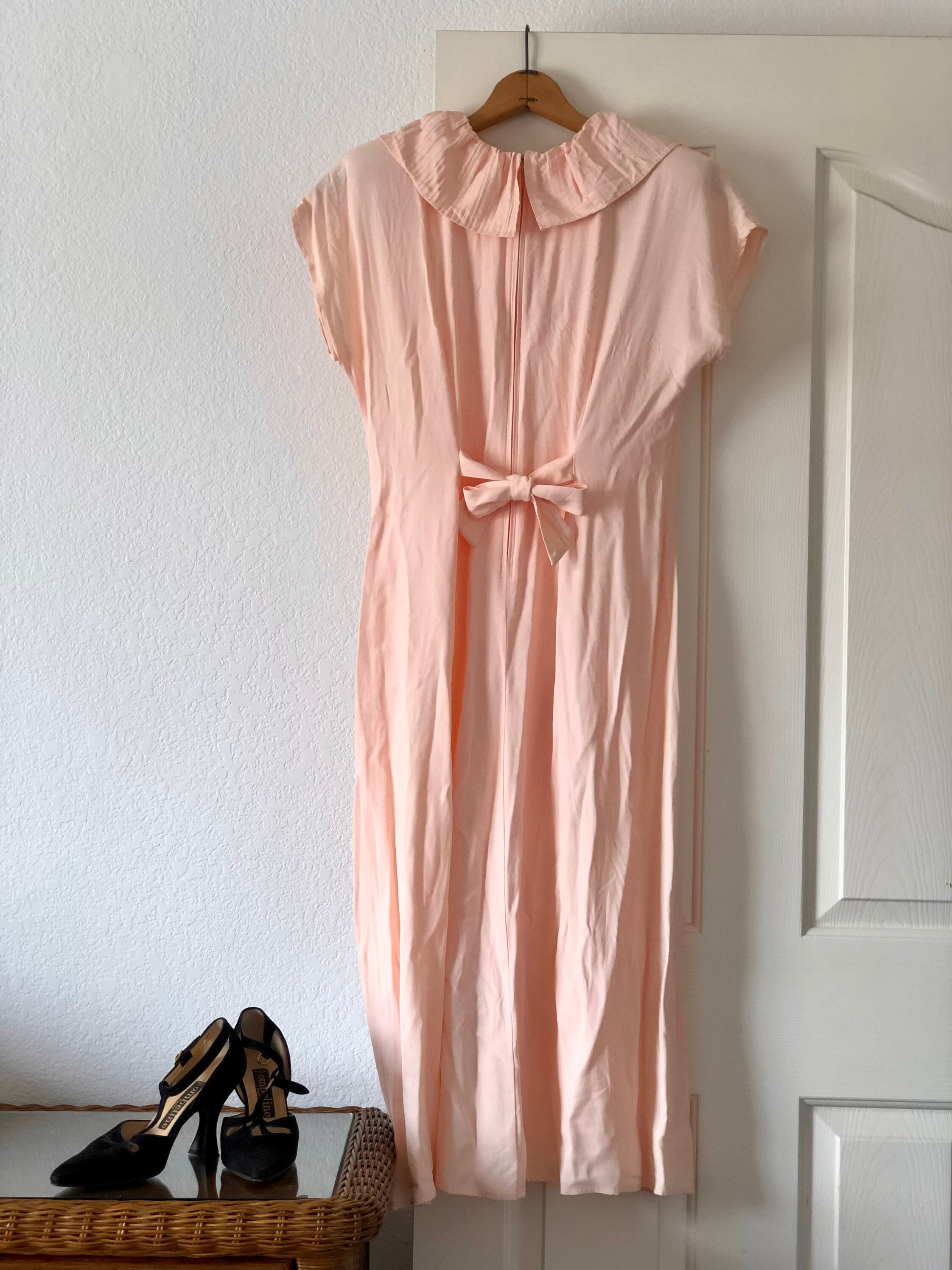 Vintage Blush Pink Dress With Ruffle Collar - Etsy