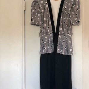 1980s Edgy Black and White Secretary Dress With Peplum - Etsy