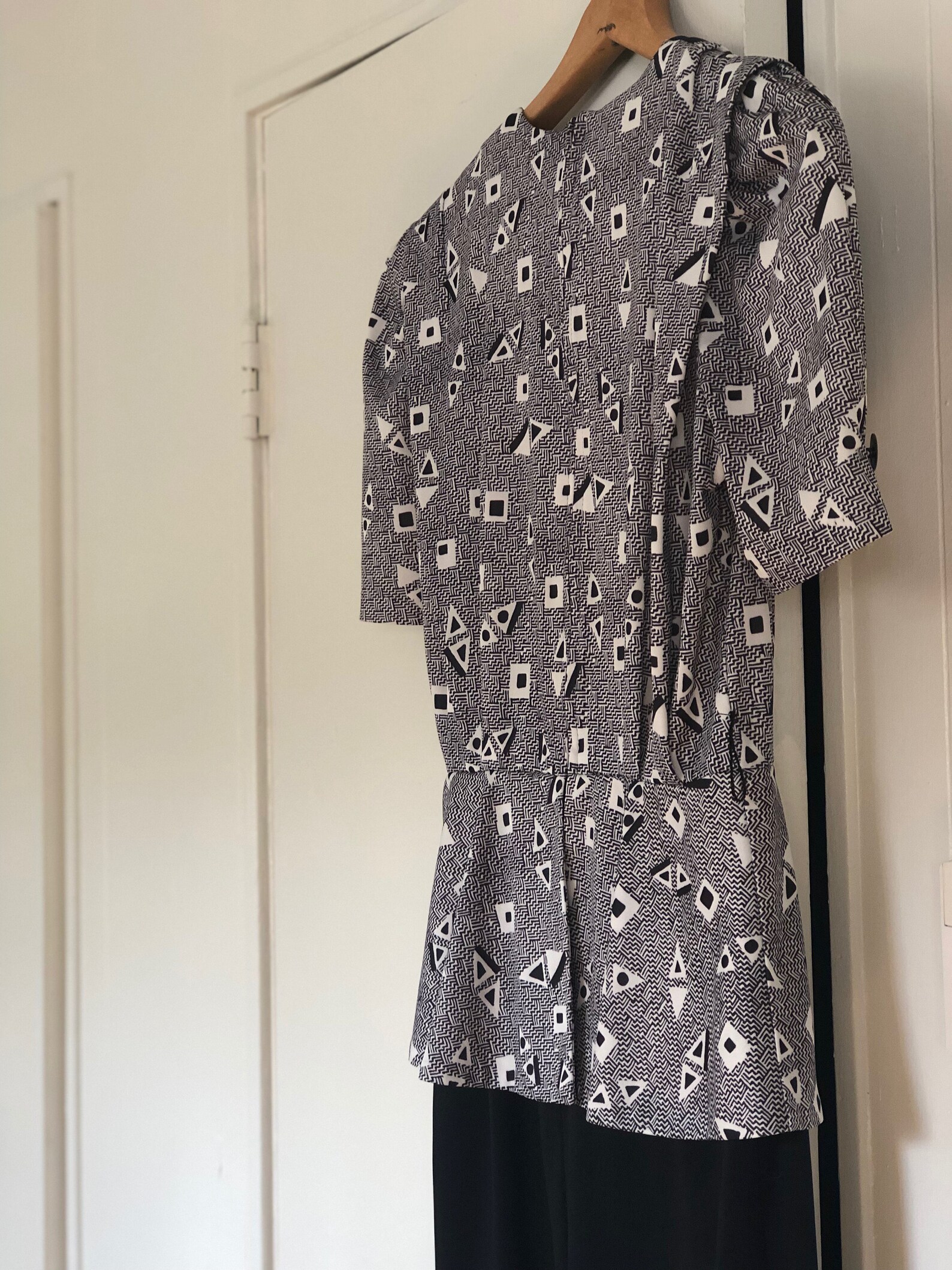 1980s Edgy Black and White Secretary Dress With Peplum - Etsy