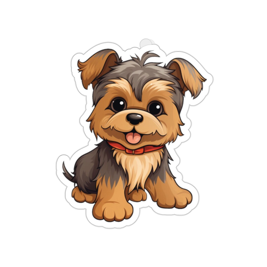 Yorkie Puppy Vinyl Sticker Adorable Pet Decoration Cute Yorkie Dog ...