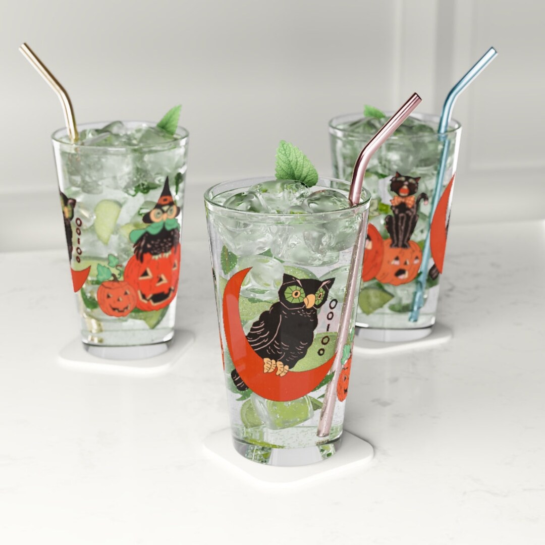 16oz Vintage Halloween Pint Glass, Gift for Beer and Halloween Lover ...