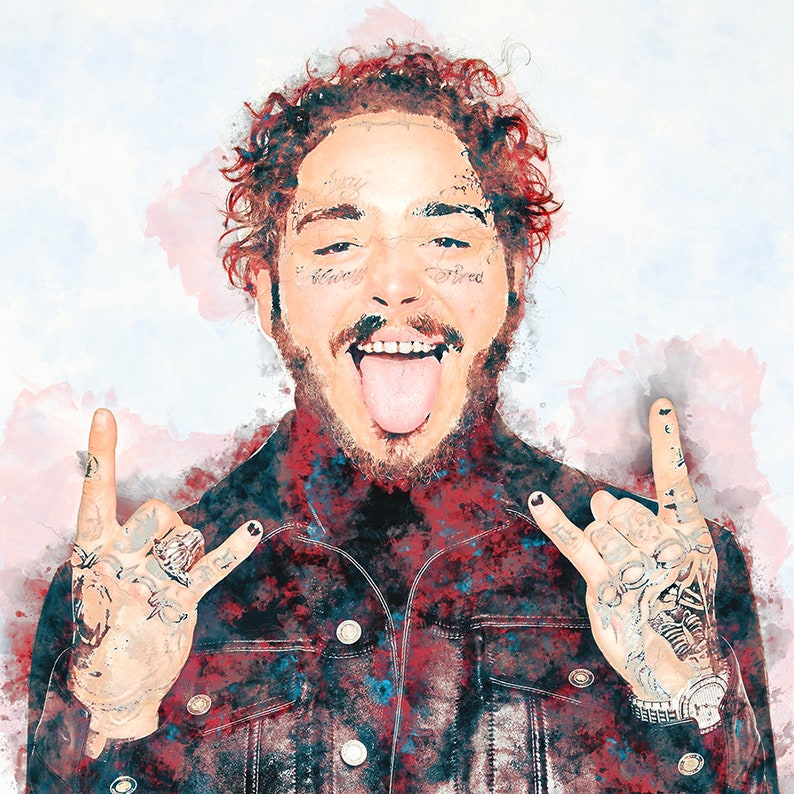 Post Malone Hip Hop Artist, Hip Hop Art Print, Rapper Poster, Wall ...