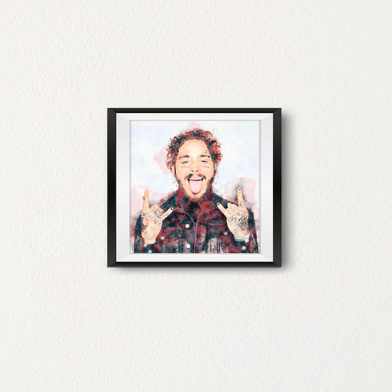 Post Malone Hip Hop Artist, Hip Hop Art Print, Rapper Poster, Wall ...