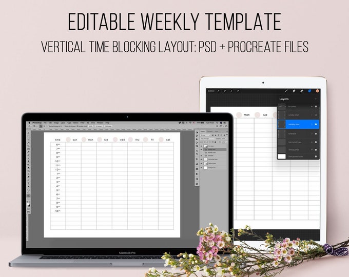 Editable Weekly Layout for Digital Planner PSD Procreate Files Vertical ...