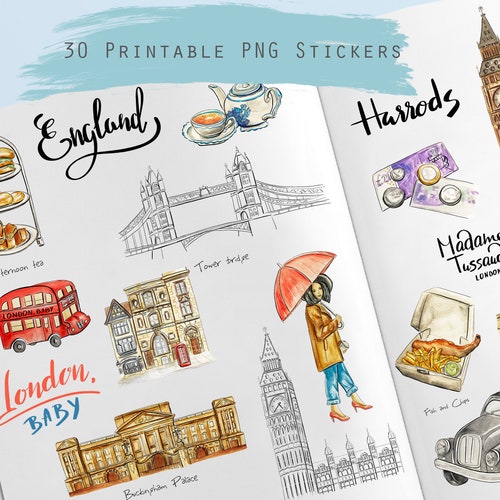 London Sticker Pack for Travel Journal or Planner Printable - Etsy