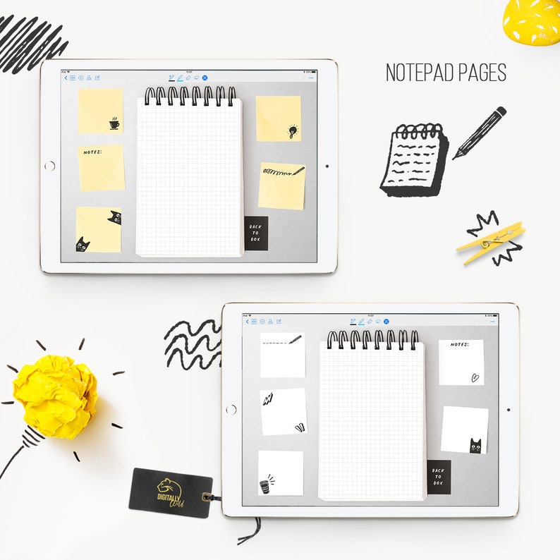 7 Productivity Tools Digital Planners Undated Monthly Weekly & - Etsy