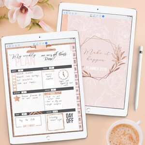 Vertical Digital Planner Rose Gold Undated Monthly & Weekly Planner ...