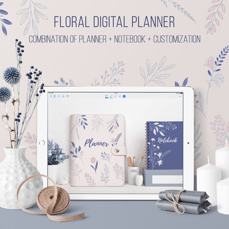 Floral Digital Planner Undated Monthly Weekly Planner Digital - Etsy