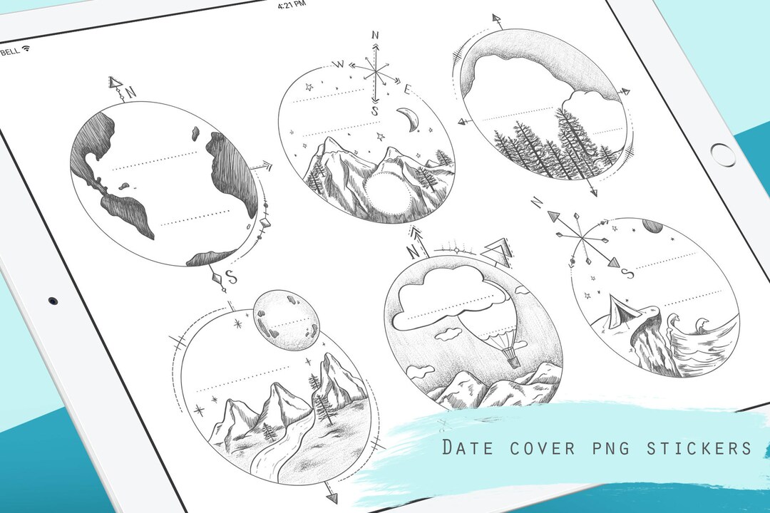 Date Cover Stickers, Hand Drawn, Functional Stickers, Journal Printable ...