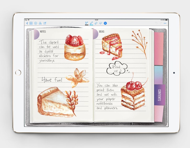 Vanilla Cake Digital Clipart Autumn Clipart Digital Stickers - Etsy