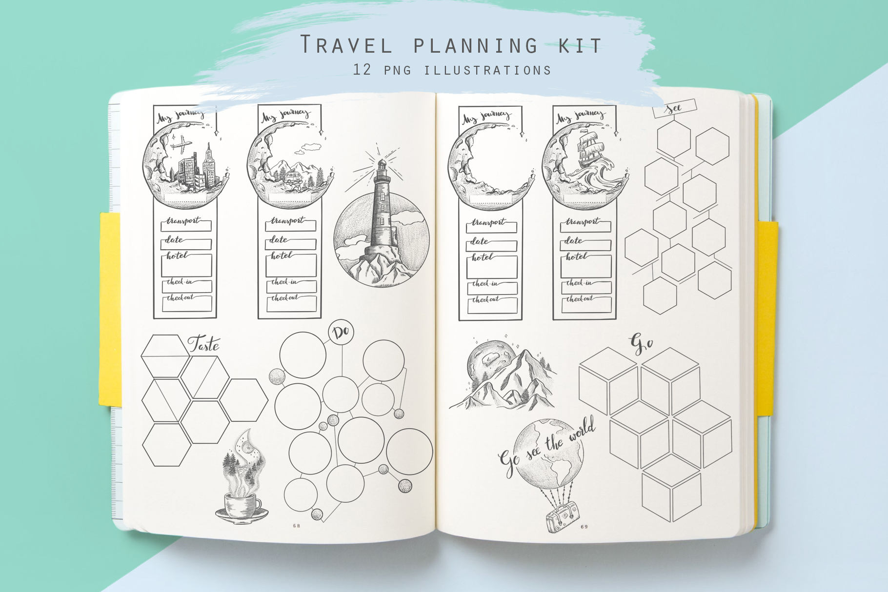 Printable Travel planning kit for Travel journal or Vacation | Etsy