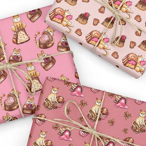 Candy & Cats Seamless Pattern Digital Papers Chocolate Paper Pack Cute ...