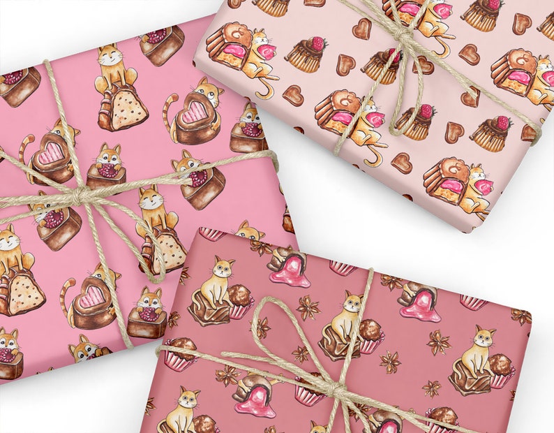 Candy & Cats Seamless Pattern Digital Papers Chocolate Paper - Etsy