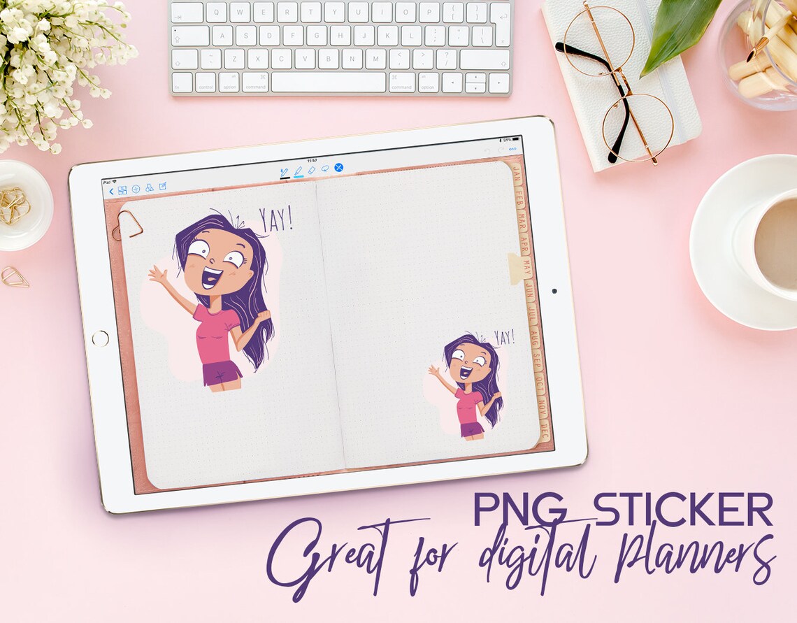 Happy Girl Planner Stickers Yay Mood Tracker Digital Bullet - Etsy