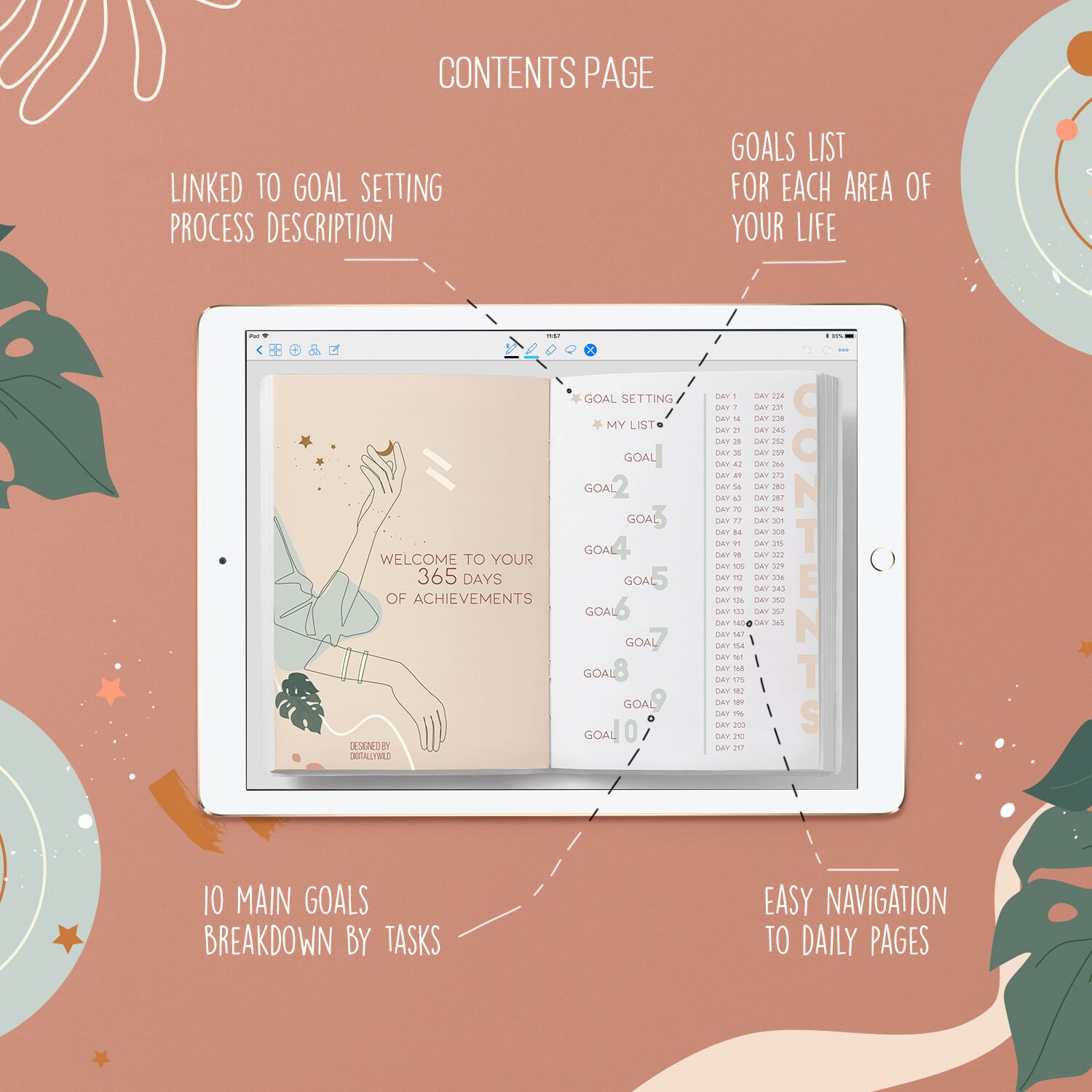 365 Days of Achievements Daily Digital Goal Planner Writing | Etsy