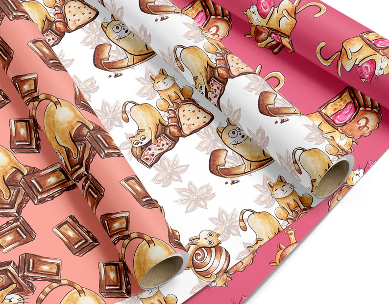Candy & Cats Seamless Pattern Digital Papers Chocolate Paper - Etsy