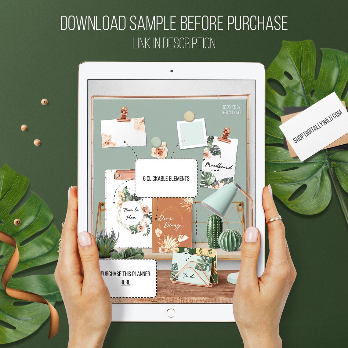 Tropical Digital planner Monthly Weekly Daily pages Diary To | Etsy