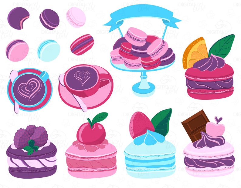 Macaroon Clipart Sweets Digital Download French Desserts | Etsy