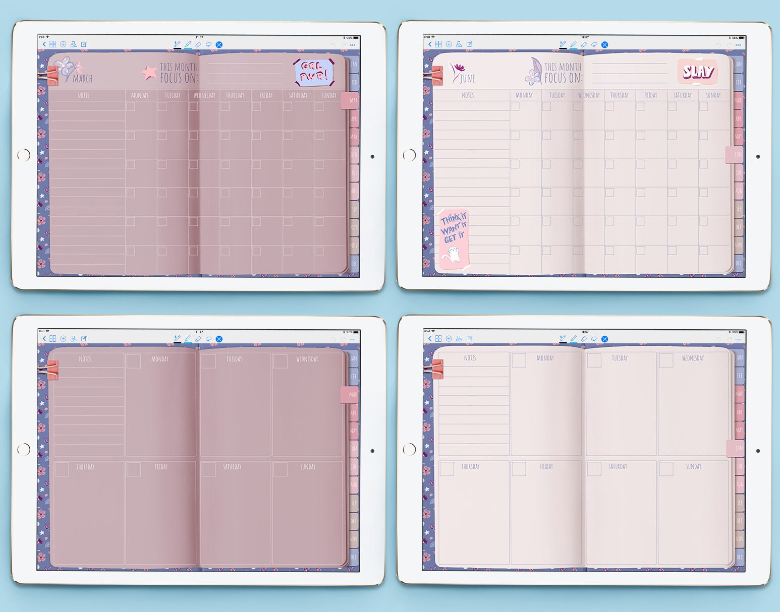 Digital Planner for Goodnotes Undated Monthly Weekly Colorful | Etsy