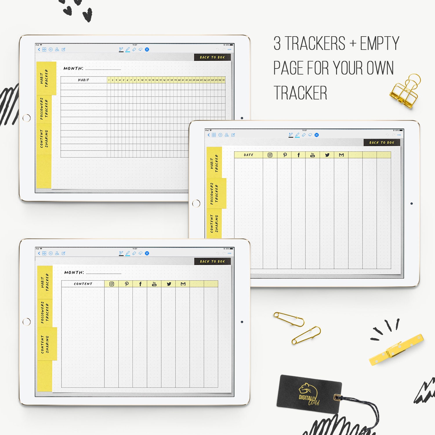 7 Productivity Tools Digital Planners Undated Monthly Weekly & | Etsy
