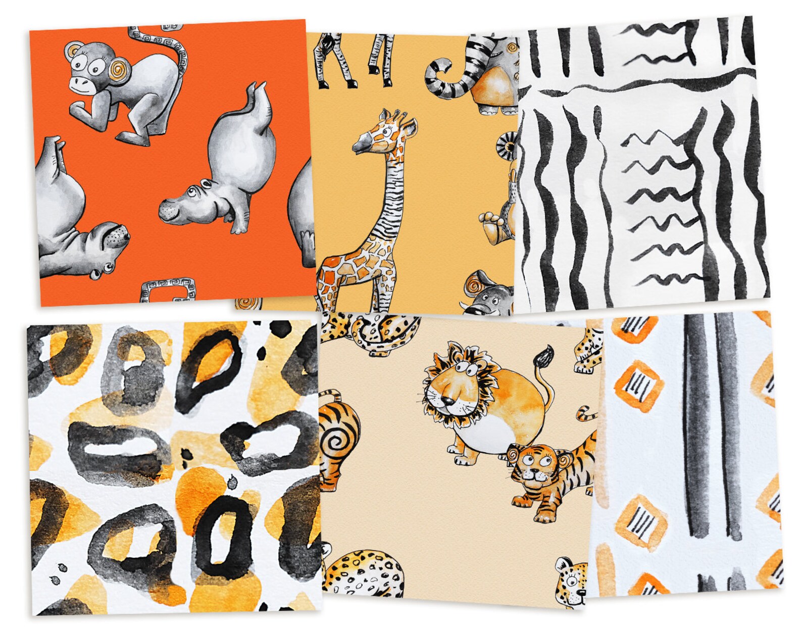 Safari Animals Digital Papers Seamless Patterns Pack for - Etsy