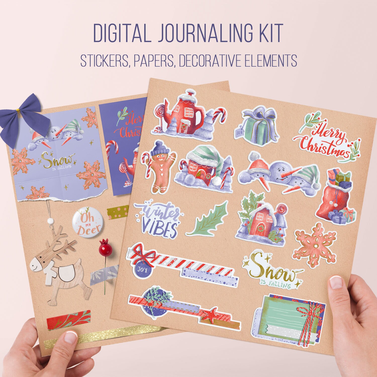 Digital Sticker Pack Scrapbook Journal Stickers Digital Paper - Etsy