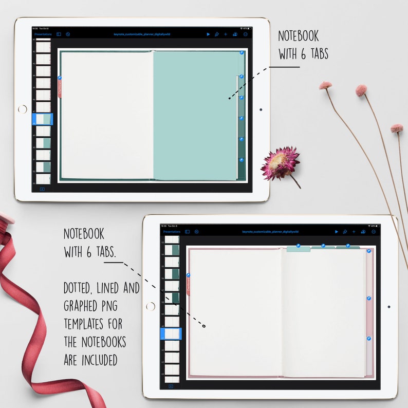 Editable Digital Planner Notebook Keynote Template Personal Custom ...