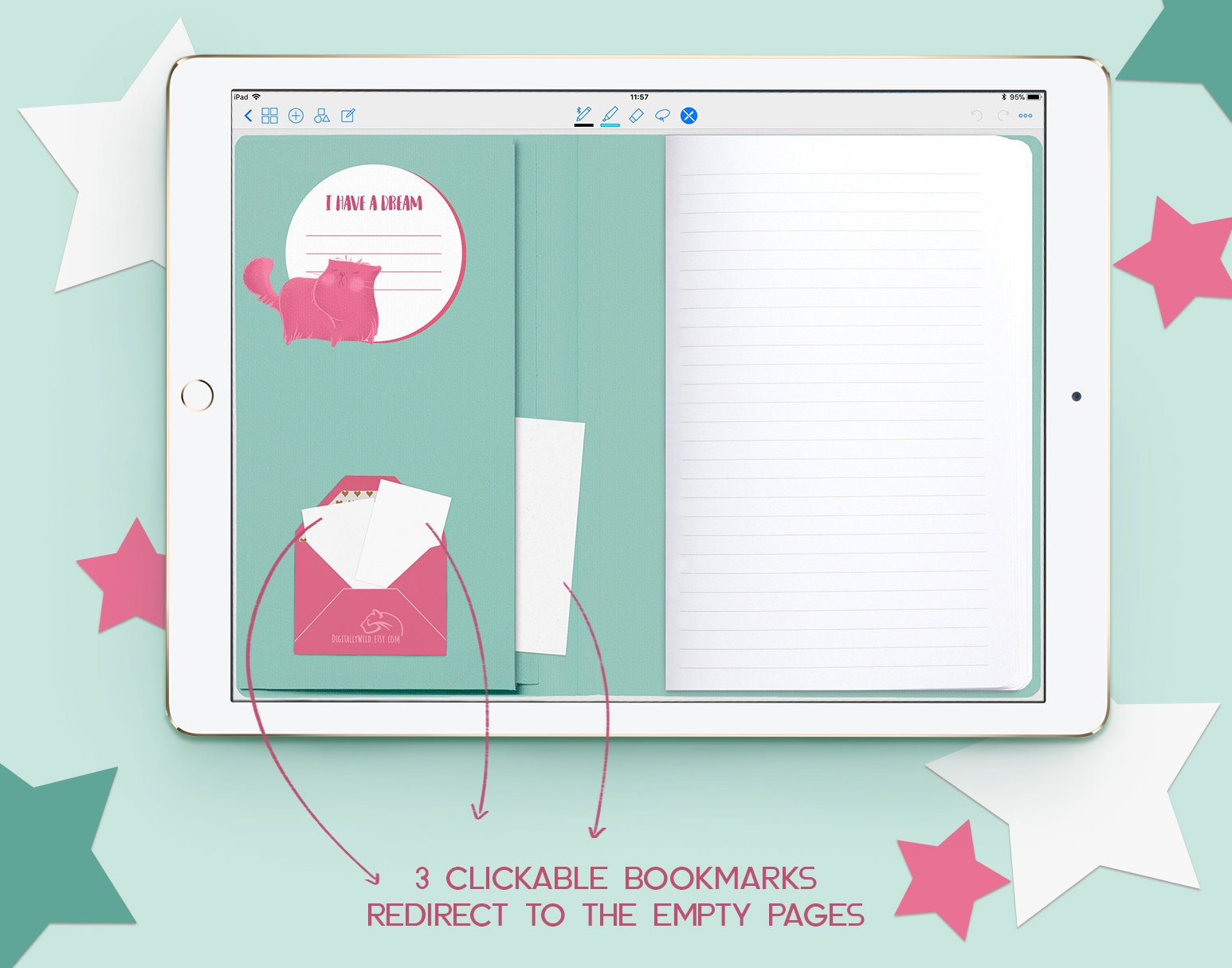 Digital Lined Notebook Goodnotes Student Notebook Digital | Etsy