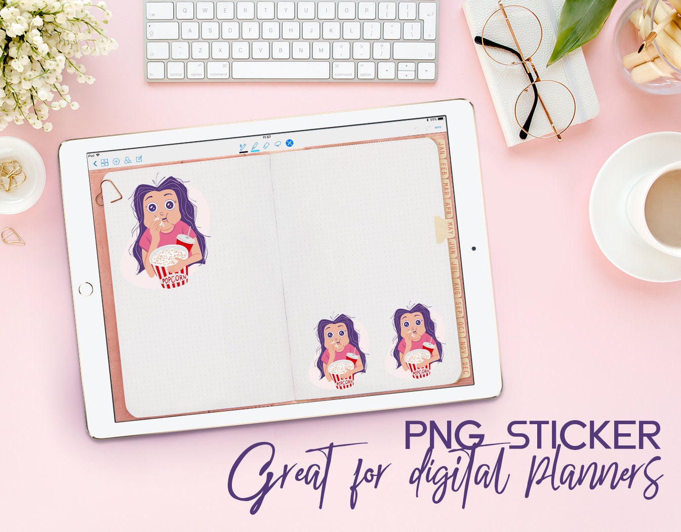 Movie Planner Stickers Movie Night Digital Sticker Planner | Etsy