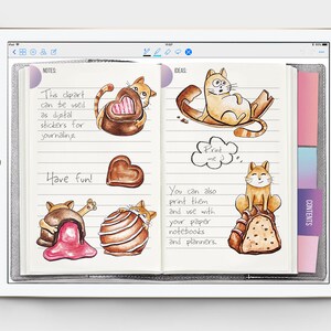 Watercolor Cats Digital Clipart Candy Stickers Chocolate Lovers Planner ...